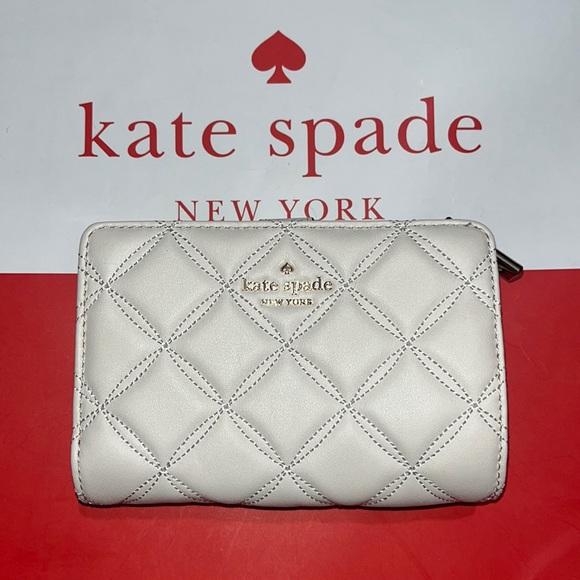 kate spade | Bags | Kate Spade Natalia Smooth Leather Medium Compact Bifold Wallet Parchment Nwt ...
